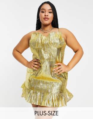 Collective The Label Curve Exclusive Cupped Metallic Mini Dress In Gold ...