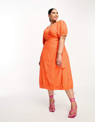 Collective the Label Curve exclusive wrap midi dress in red heart print ...