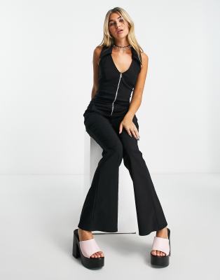 COLLUSION bengaline flare jumpsuit in black | ASOS