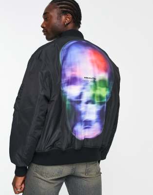 COLLUSION bomber jacket with skull graphic in black | ASOS