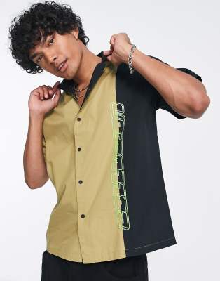 COLLUSION - Chemise à col à revers en deux parties et logo - Taupe | ASOS