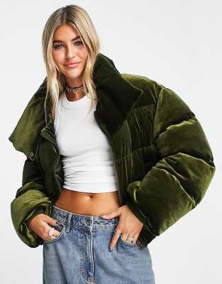 COLLUSION - Doudoune oversize en velours matelassé - Vert olive | ASOS
