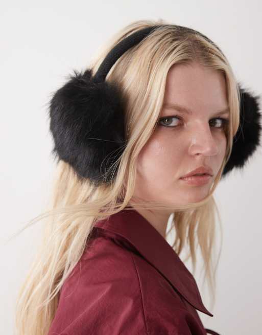 COLLUSION faux fur earmuffs in black | ASOS