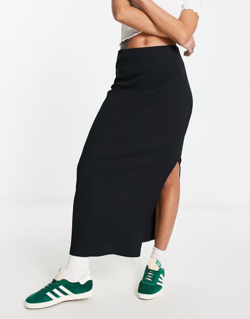 COLLUSION - Jupe mi-longue côtelée - Noir | ASOS