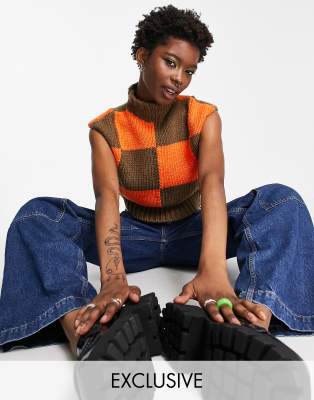 COLLUSION knit tank top in checkerboard print jacquard | ASOS