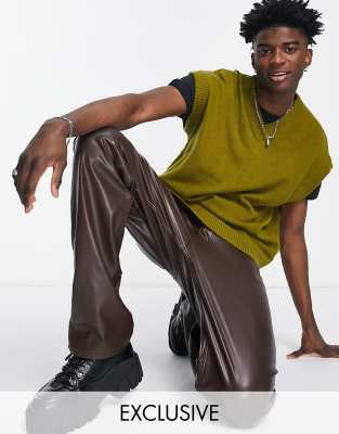 COLLUSION knitted v neck tank top in olive green | ASOS