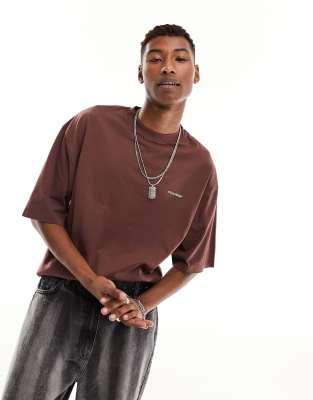 COLLUSION logo t-shirt in brown | ASOS