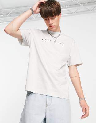 COLLUSION logo t-shirt in light grey | ASOS