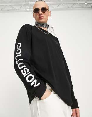 COLLUSION long sleeve logo t-shirt in black | ASOS
