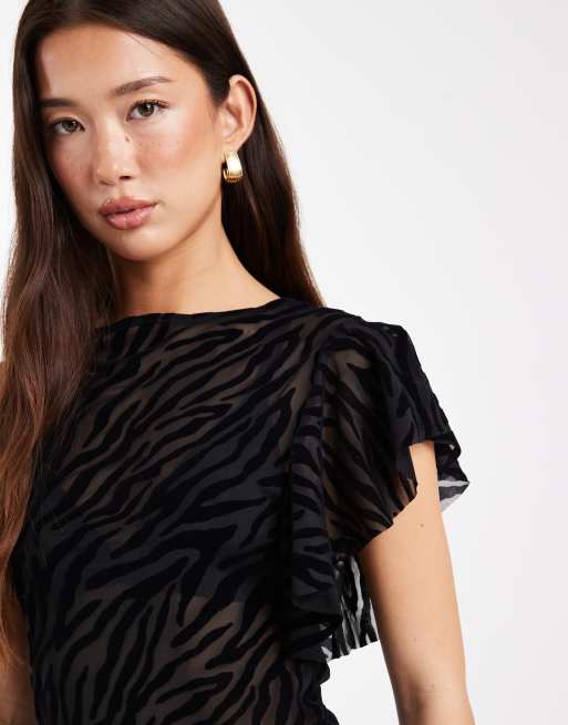 COLLUSION one shoulder sheer zebra flock top co-ord | ASOS