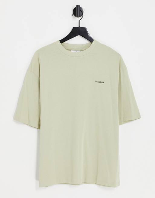 COLLUSION oversized logo t-shirt in stone | ASOS