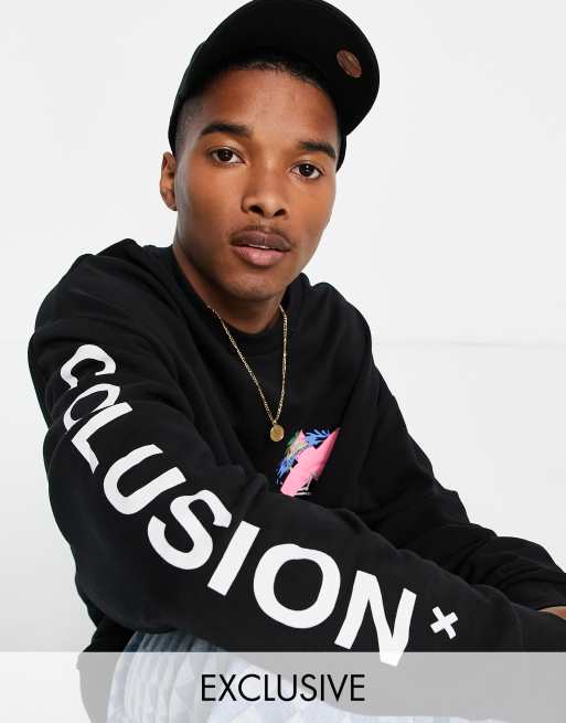Collusion Oversized T Shirt Med Logo Og Skeletprint I Sort Black Asos