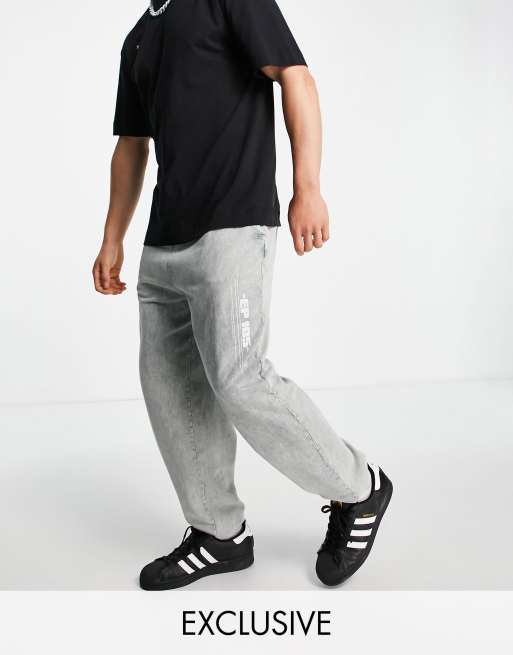 COLLUSION oversized trackies with print in acid wash grey co-ord | ASOS