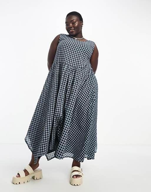 COLLUSION Plus check trapeze smock asym hem midi dress in multi | ASOS COLLUSION Plus check trapeze smock asym hem midi dress in multi | ASOS