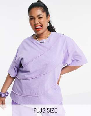 Collusion Plus Contrast Seam Acid Oversized T-shirt In Lilac-purple ...