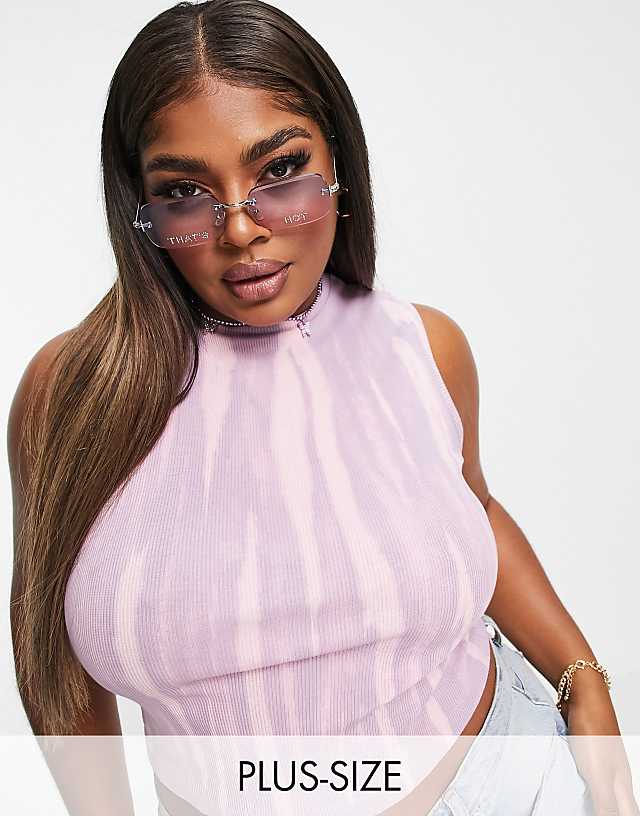 COLLUSION Plus exclusive 90's ribbed crop tank with bleach wash in ... COLLUSION Plus exclusive 90's ribbed crop tank with bleach wash in ...