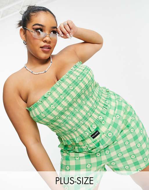 COLLUSION Plus Exclusive gingham print seersucker bandeau crop top co ... COLLUSION Plus Exclusive gingham print seersucker bandeau crop top co ...