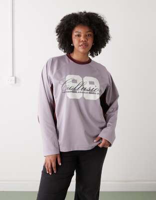 COLLUSION plus football long sleeve tee with number graphic | ASOS