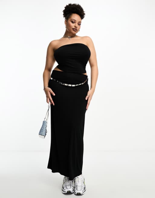 COLLUSION Plus - Jupe d'ensemble longue et moulante à taille basse - Noir | ASOS