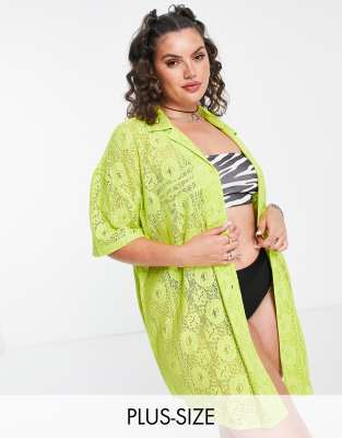 COLLUSION Plus lace mini beach cover up in green | ASOS
