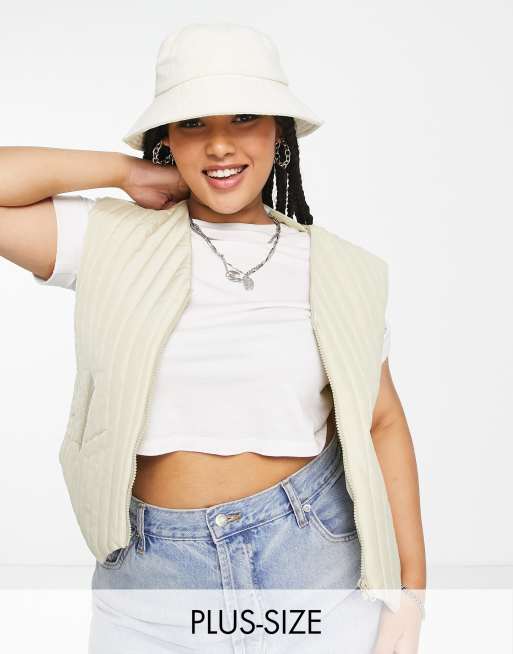 COLLUSION Plus padded v-shaped vest in cream | ASOS