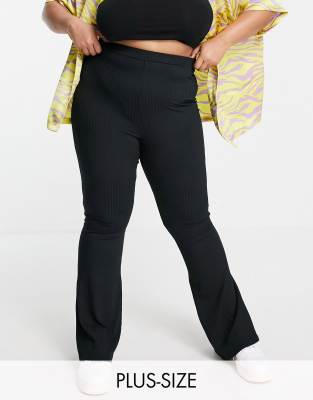 COLLUSION Plus slim rib legging flares in black | ASOS