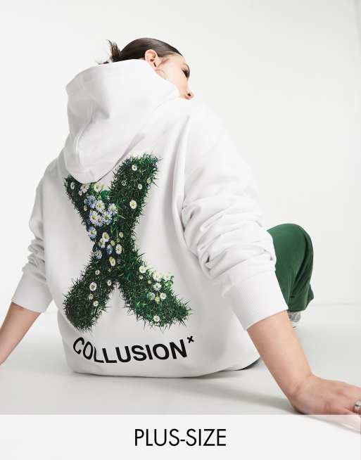 Collusion Plus Sweat à Capuche Oversize Griffé Blanc Asos