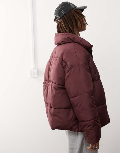 COLLUSION Puffer Jacket in Burgundy | ASOS