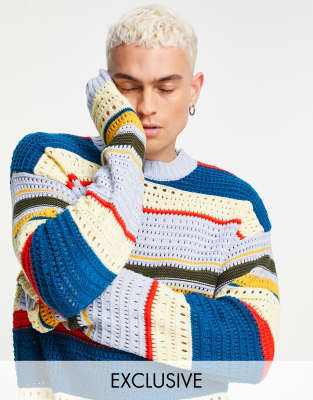 COLLUSION - Pull en maille au crochet à rayures | ASOS