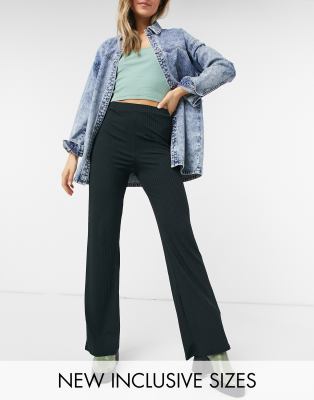 COLLUSION rib flares in black | ASOS