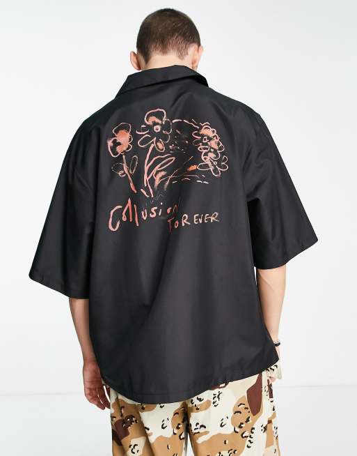 COLLUSION ripstop shirt with back print in black | ASOS