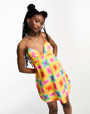 COLLUSION - Robe nuisette d'été courte satinée à imprimé - Multicolore | ASOS