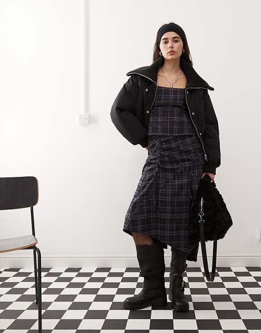COLLUSION ruched detail cut out midi skirt co-ord in multi check | ASOS COLLUSION ruched detail cut out midi skirt co-ord in multi check | ASOS