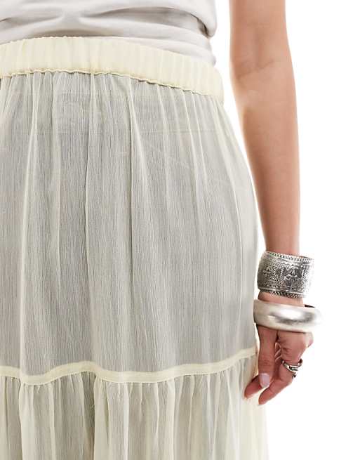 COLLUSION sheer tiered maxi skirt in off white ombre | ASOS COLLUSION sheer tiered maxi skirt in off white ombre | ASOS
