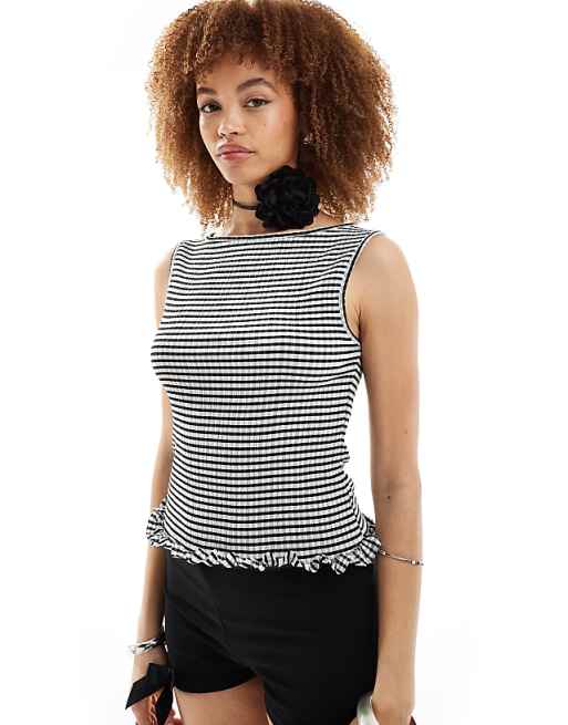 COLLUSION slash neck tank top in textured gingham | ASOS COLLUSION slash neck tank top in textured gingham | ASOS