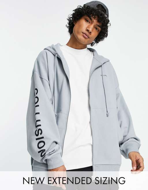 Collusion Sweat à Capuche Zippé Ultra Oversize à Logo Gris Asos
