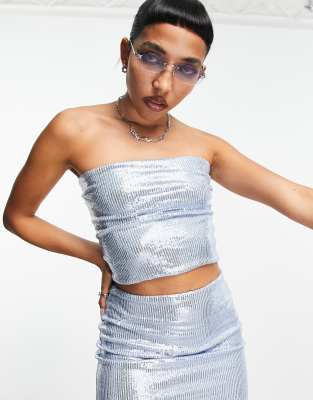 COLLUSION - Top bandeau d'ensemble à sequins - Bleu | ASOS