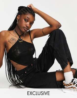 COLLUSION - Top d'ensemble façon foulard en maille - Noir | ASOS