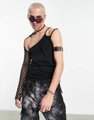 COLLUSION - Top van mesh met blote schouder in zwart | ASOS