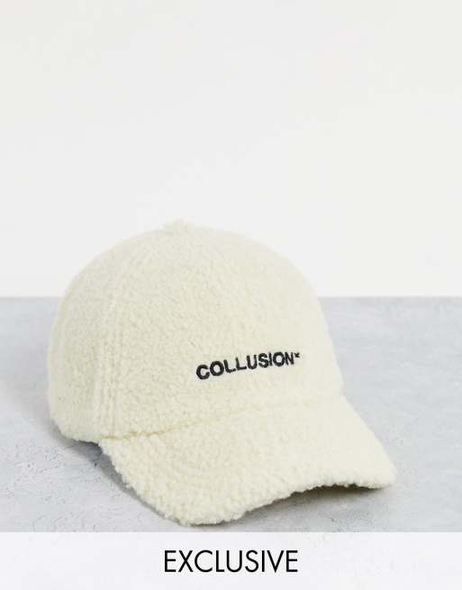Collusion Unisex Borg Cap In Ecru Asos