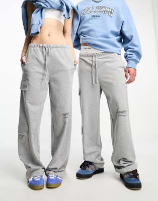 COLLUSION Unisex cargo trackies in grey marl | ASOS