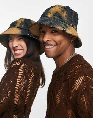 Collusion Unisex Cord Bucket Hat In Bleach Wash-black | ModeSens