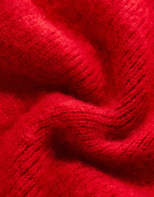 COLLUSION Unisex fluffy knit logo scarf in red | ASOS