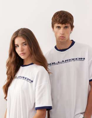 COLLUSION Unisex football t-shirt in white | ASOS