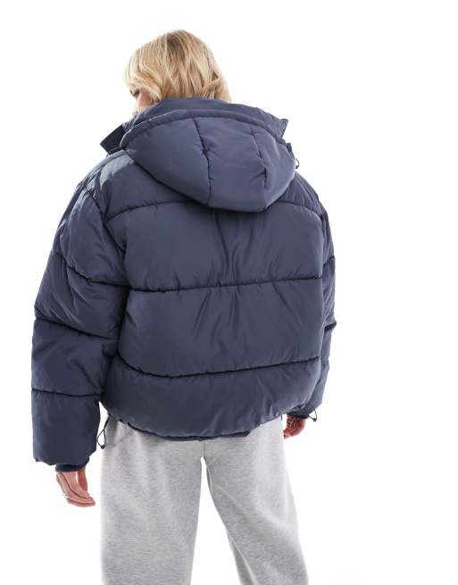 COLLUSION Unisex hooded puffer coat in dark grey | ASOS