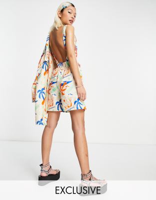 COLLUSION Unisex - Linnen short met surfprint, deel van co-ord set | ASOS