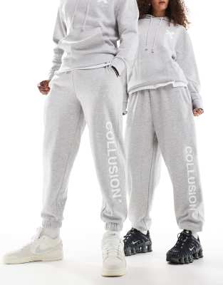 COLLUSION Unisex logo trackies in grey marl (part of a set) | ASOS