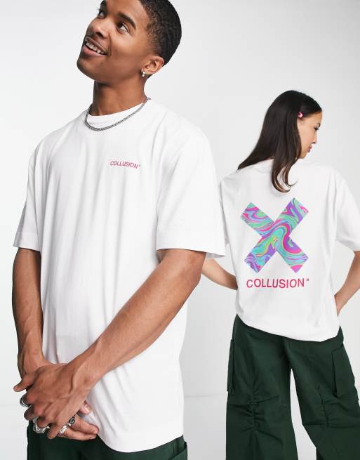 Collusion Unisex Oversized T Shirt Met Grafische Logoprint In Wit Asos