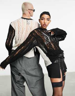 COLLUSION Unisex - Pull effet color block - Noir et blanc | ASOS