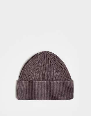 COLLUSION Unisex ribbed washed beanie in brown | ASOS